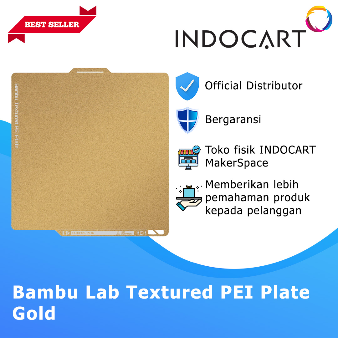 INDOCART 3D Printer Parts Bambu Lab Textured PEI Plate Gold BambuLab ...