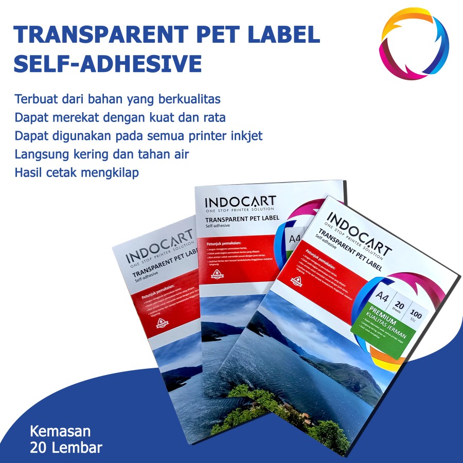 IndoCart Sticker Label Bening Transparent Film-A4-20s - INDOCART