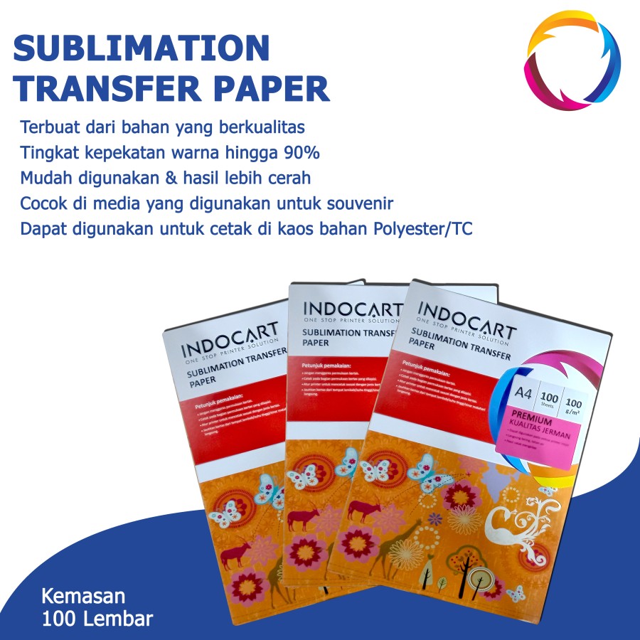 IndoCart Sublimation Transfer Paper-100gr-A4-100s - IndoCart