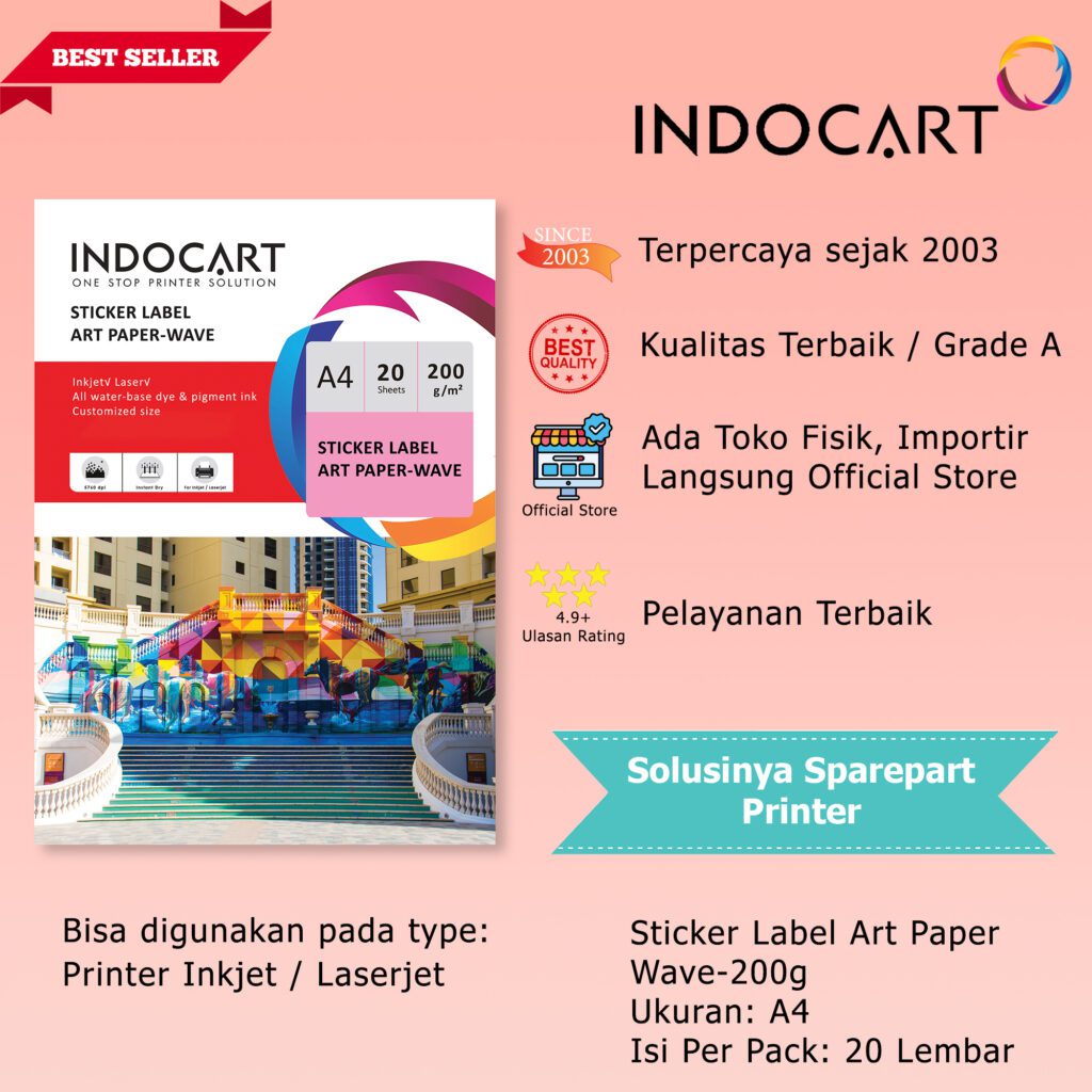 IndoCart Sticker Art Paper White Wave-A4-20s - IndoCart