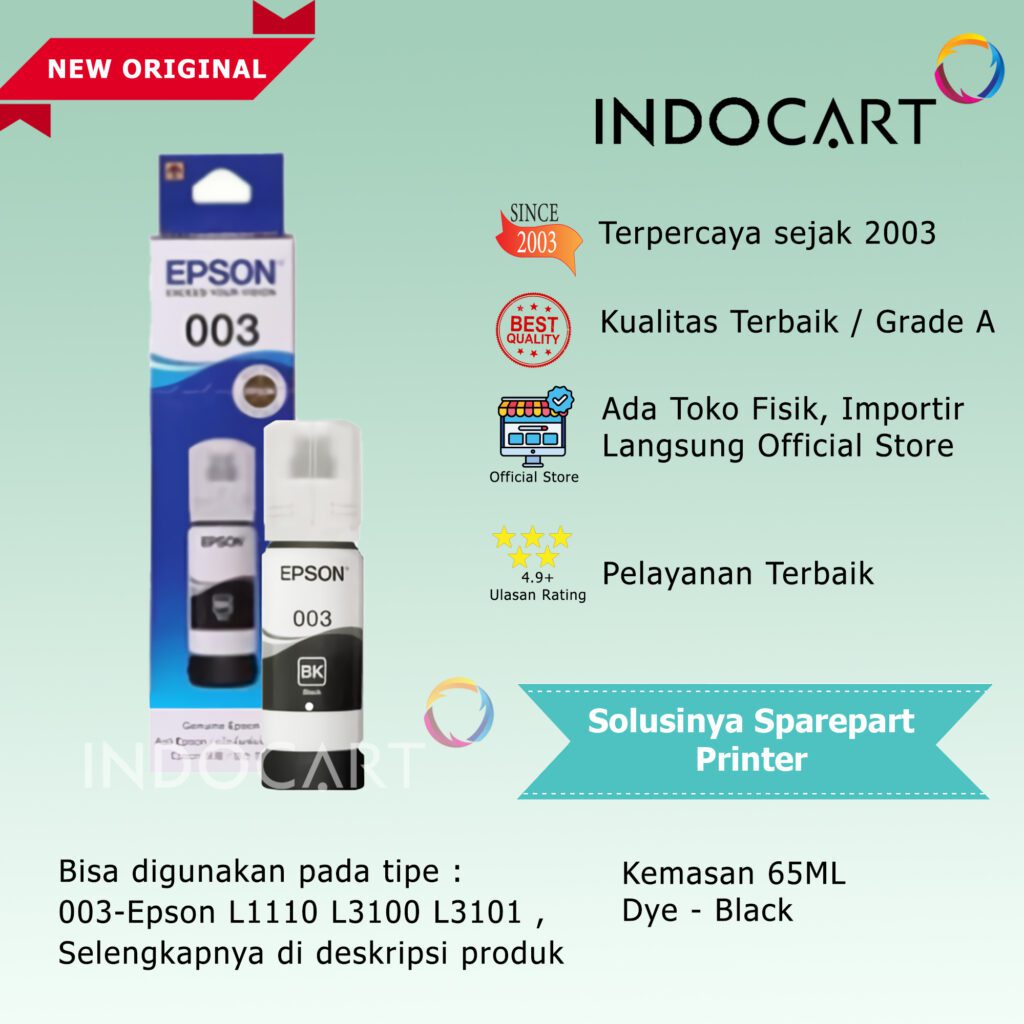 Tinta Original Epson 003 Printer L199 L120 L121 L1110 L1210 L1211 - IndoCart