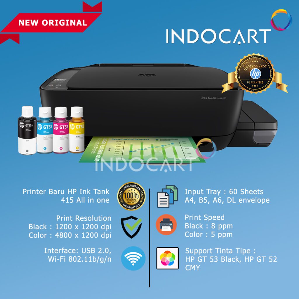 Printer HP Ink Tank 415 All-in-One Print Scan Copy Wireless - IndoCart